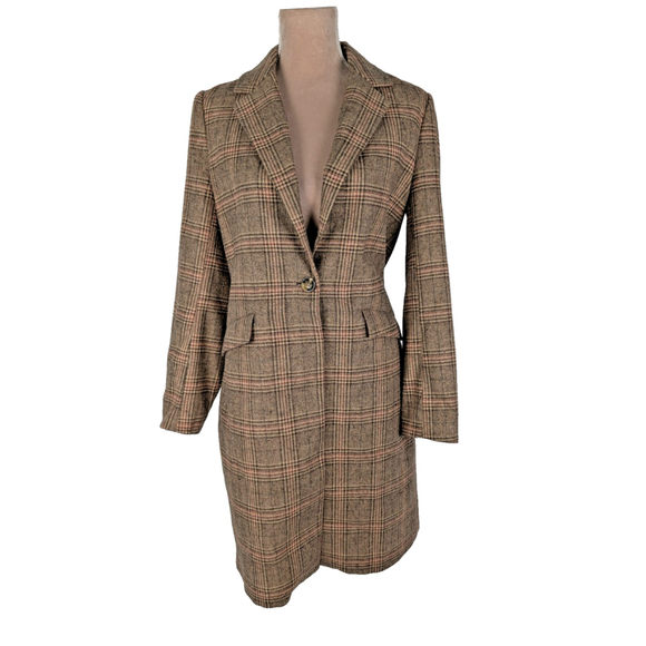 Sundance | Jackets & Coats | Sundance Annie Brown Plaid Long Blazer ...